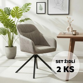 Set - 2 ks Jídelní židle AVENBERG LARO – otočná, šedá