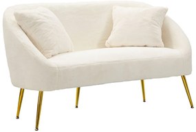 Designová pohovka Caerwyn 137 cm bílá / zlatá