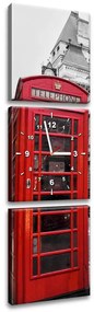 Gario Obraz s hodinami Telefonní budka v Londýně UK - 3 dílný Rozměry: 30 x 90 cm
