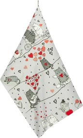 Bellatex Kuchyňská utěrka 1 ks 50x70 cm Kočka Šedá,Bílá,Červená