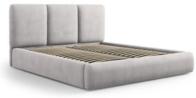 Světle šedá čalouněná dvoulůžková postel s úložným prostorem s roštem 180x200 cm Brody – Mazzini Beds