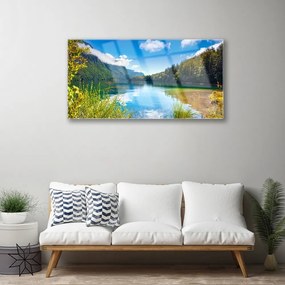 Plexisklo-obraz Hory Les Příroda Jezero 100x50 cm