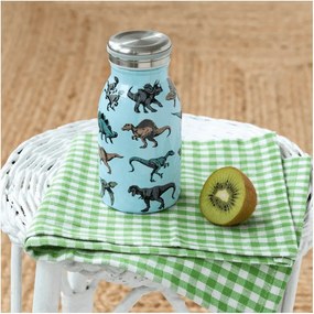 Světle modrá nerezová dětská lahev 250 ml Prehistoric Land – Rex London