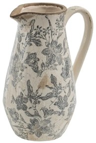 Keramický dekorační džbán se šedými květy Grishilde M – 20x14x25 cm