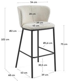 Barová židle arun 75 cm bouclé bílá MUZZA