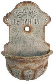 Šedý plechový nástěnný květináč ve tvaru umyvadla Le Jardin - 46*24*69 cm