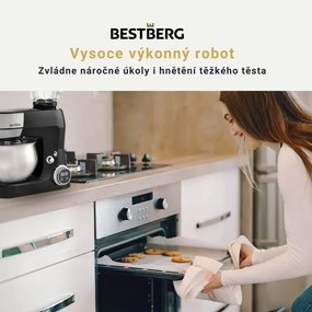 Multifunkční kuchyňský robot BestBerg BBR-1900B / 1900 W / 5 l / 12 rychlostí / černá