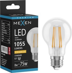 Mexen Vintis, LED filamentová žárovka E27, A60, 8 W, teplá bílá 2200K, čirá, L150-E27-0822-00