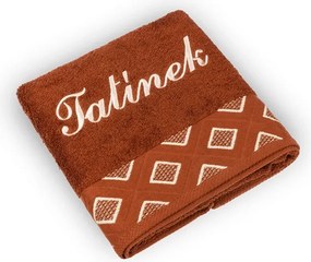 Bellatex Froté ručník kolekce Diamant s výšivkou Tatínek 50x100 cm Tatínek Hnědá