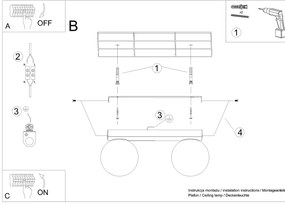 Stropní svítidlo Yoli, 2x bílé skleněné stínítko, b