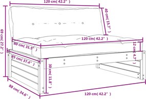 vidaXL Středová pohovka bílá 120 x 80 cm masivní borové dřevo [825764] Barva: Přírodní borovice