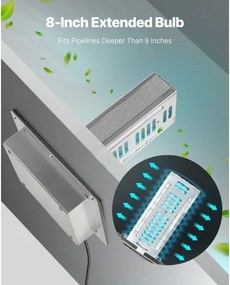 Čistička vzduchu HVAC pro celý dům 18 W 22,9 cm světlý v potrubní technologii PCO