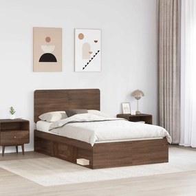 Rám postele s čelo Hnědý dub 120 x 190 cm Masivní borové dřevo 3412521