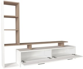 Televizní stolek s regálem SHENDI bílá/cordoba