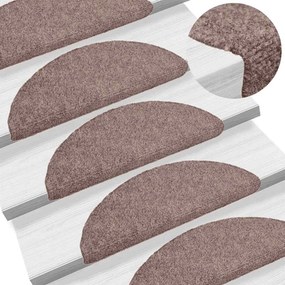 Schodové rohože samolepicí 30 ks 56x17x3 cm světle hnědé půlkulaté 3365679