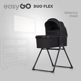Sourozenecký kočárek EasyGo Duoflex Ebony Black, 2 sportovní části, 1 hluboká vanička