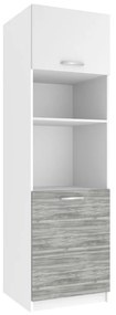 Vysoká kuchyňská skříňka Belini pro vestavnou troubu 60 cm bílý mat / šedý antracit Glamour Wood  TOR SSP60/0/WT/WTGW/0/E