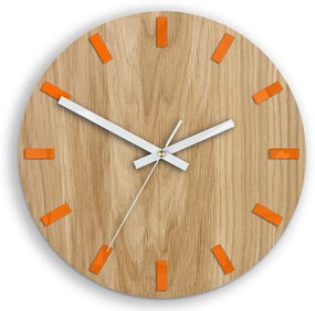 Dřevěné nástěnné hodiny Simple 33 cm dub přírodní/oranžové
