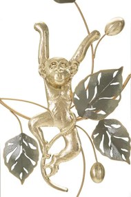 Kovová nástěnná dekorace Monkey 28,6x74,3 cm zlatá