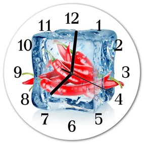 Nástenné skleněné hodiny Hot chili pepř s ledem