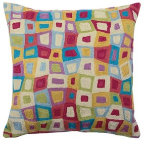 SCANquilt povlak ART WOOL mozaika červenožlutá 45 x 45 cm