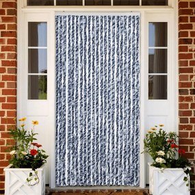 Závěs proti hmyzu modrý, bílý a stříbrný 90 x 220 cm Chenille 284274