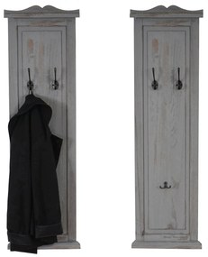 2x věšáková stěna s 3 věšáky 33040 - 109x28x3,5 cm, antik šedá