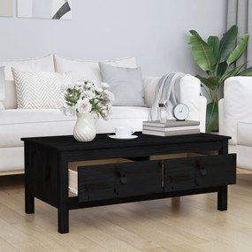 Konferenční stolek černý 100x50x40 cm masivní borové dřevo - Default Title