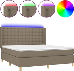 Box spring postel s matrací a LED taupe 160x200 cm textil 3139209