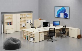Kancelářský mobilní kontejner PRIMO WOOD, PUSH-lock, 3 zásuvky, bříza