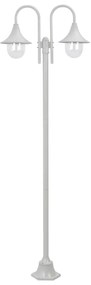 vidaXL Zahradní sloupová lampa 2 ramena E27 220 cm hliník bílá