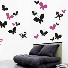 WALLVINIL Samolepky na zeď - Motýlí ráj 2012 Barva: Černá, Velikost: 34 kusů