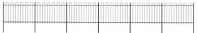 Zahradní plot s obloukem nahoře ocelový 1005 x 120 cm černý 277670
