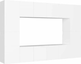 8dílný set TV skříněk bílý kompozitní dřevo 3078668