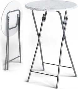 Sada 2 ks cateringových skládacích barových stolů MARLE 60 cm mramorově bílá