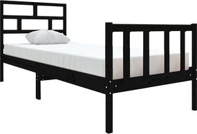 Rám postele černý masivní borovice 75 x 190 cm malé jednolůžko 3101312