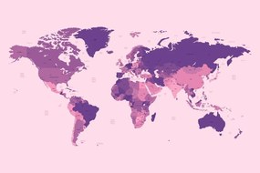Samolepící tapeta detailní mapa světa ve fialové barvě - 375x250 cm
