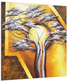 Orientální obraz stromu a slunce (40x40 cm)