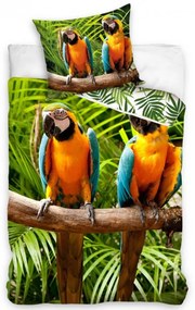 Carbotex Bavlněné povlečení Papoušci Ara Ararauna 140x200 + 70x90 cm