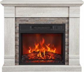 HOMCOM Dekorativní elektrický krb 1800 W s třístupňovým plamenným efektem, termostat, časovač, dálkové ovládání, přírodní