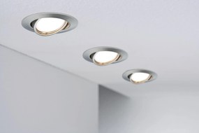 Paulmann 93425 LED base, set kulatých bodovek z kartáčovaného hliníku, 3x5W LED 3000K, 3 krokové stmívání, prům. 9cm