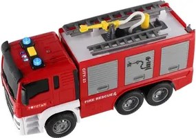 TEDDIES Auto hasičské 25 cm / Plast / Na setrvačník / Světlo a zvuk /