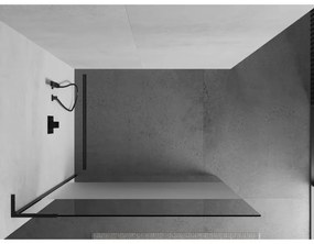 Mexen Kioto L, sprchová zástěna Walk-In 100 x 200 cm, 8mm čiré sklo-námraza, černý profil, 800-100-103-70-35