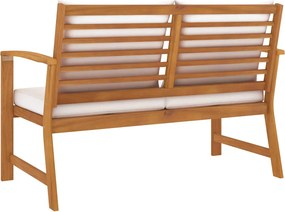 Zahradní lavice 120 cm s krémovou poduškou masivní akácie 311829