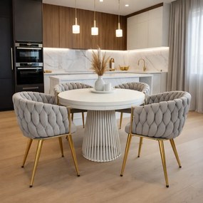 Jídelní křeslo, šedohnědá Taupe Velvet látka/gold chrom zlatý, DEILA