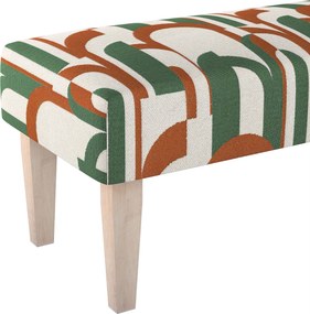 Dlouhá lavička 100x40cm barva zelená látka pletený vzor, vzorované