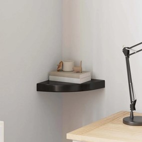 Plovoucí rohová police černá vysoký lesk 25 x 25 x 3,8 cm MDF 323889
