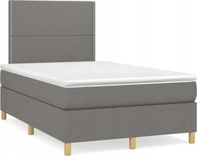 Box Spring Postel S Matrací Textil Tmavě Šedá Hladké s hřebíky 120 x 190