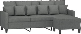 3místná pohovka s podnožkou tmavě šedá 180 cm textil 3201090
