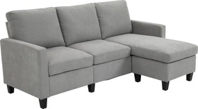 HOMCOM Rohová sedací souprava pro 3 osoby s reverzibilním chaise - levá nebo pravá strana do obývacího pokoje, kanceláře, bytu, polyesterová látka 197